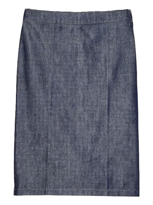 PRADA Prada Denim Pencil Skirt with Contrast Stitching